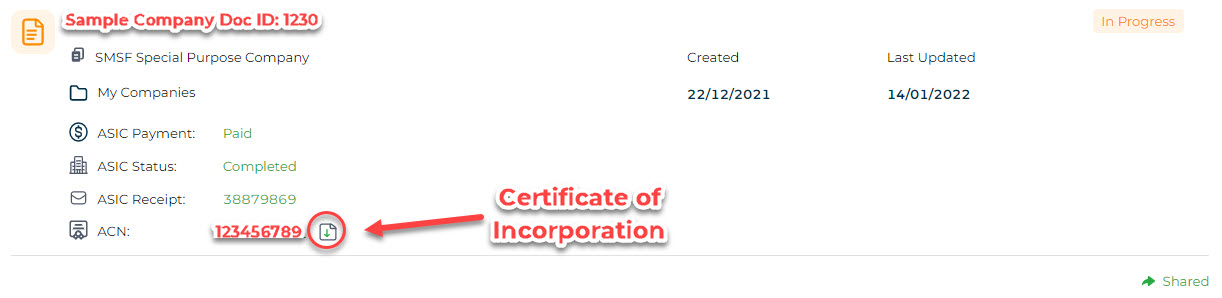 I cannot find the Certificate of Registration of the company I ...